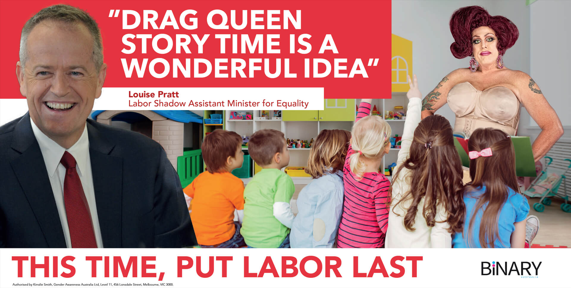 Anti-trans group Binary Australia's billboard attacking drag story time ... Anti-trans group Binary Australia's billboard attacking drag story time ...