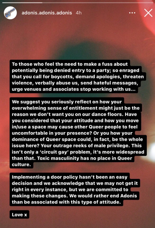 London Nightclub Adonis Bans 'Circuit Gays' - Star Observer